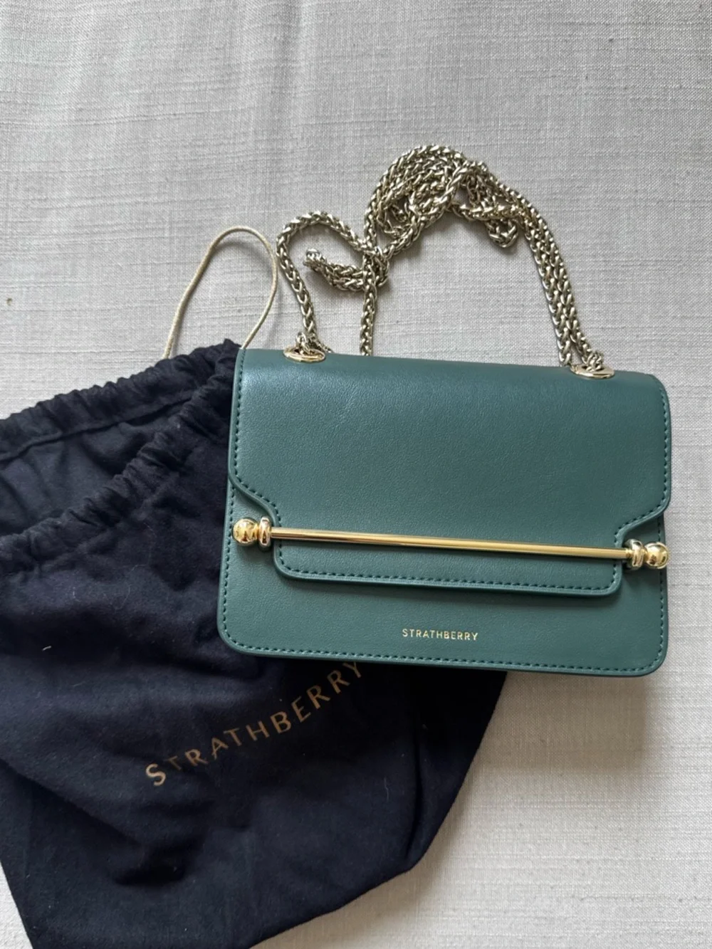 Strathberry | Bags | Strathberry Forest Green Mini Shoulder Bag With ...